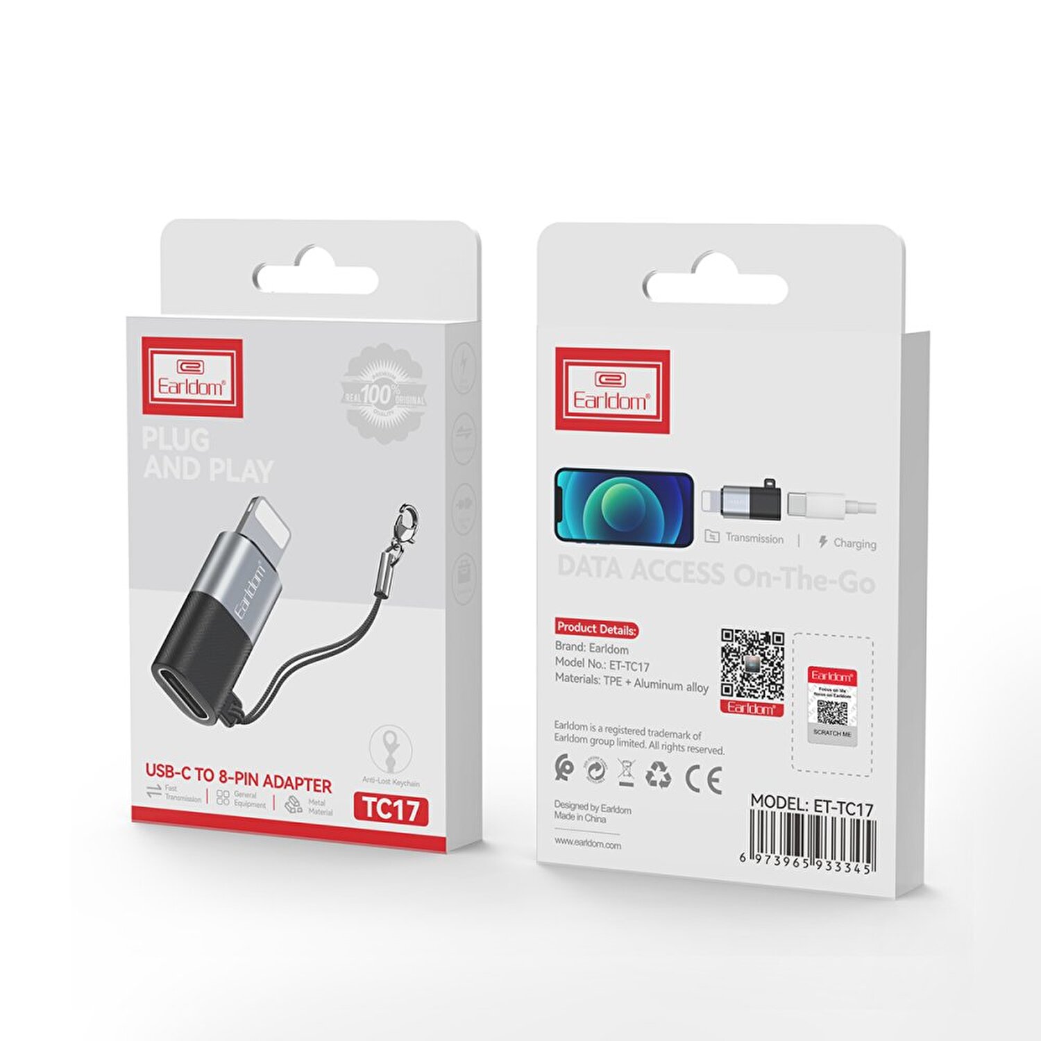 Earldom TypeC to Lightning Dönüştürücü Gümüş - Troy Estore