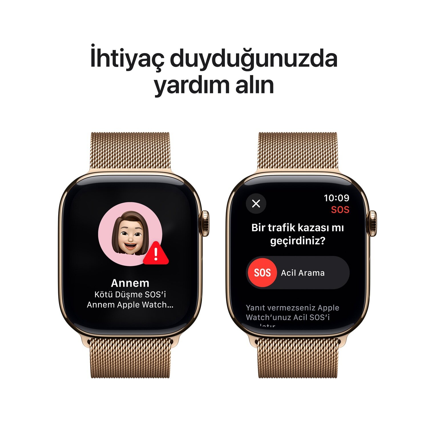 Apple Watch Series 10 GPS + Cellular 46mm Altın Rengi Titanyum Kasa Altın Rengi Milano Loop S/M ...
